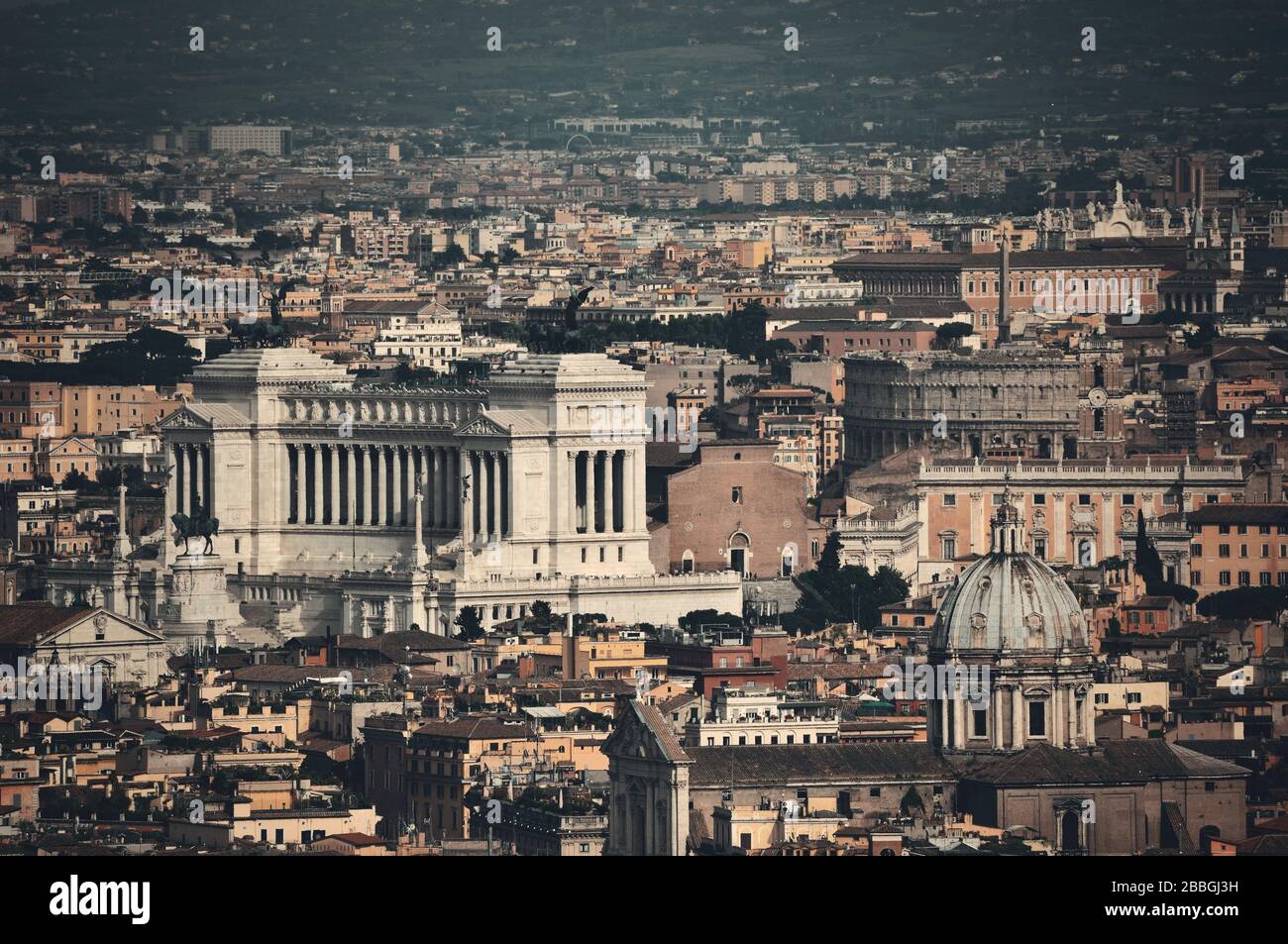 Rome city panoramic view from top of St. Peter’s Basilica in Vatican ...