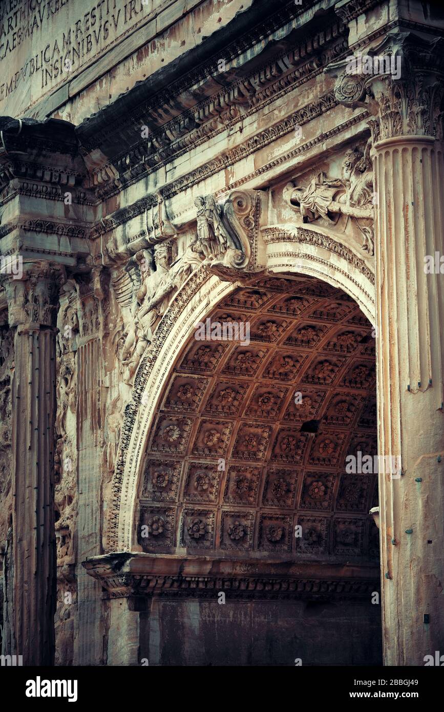 Archway. Rome Forum with ruins of historical buildings. Italy Stock ...