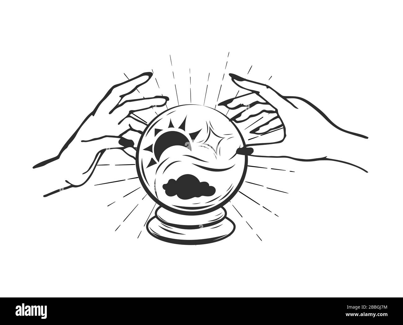 Crystal ball hands Black and White Stock Photos & Images - Alamy