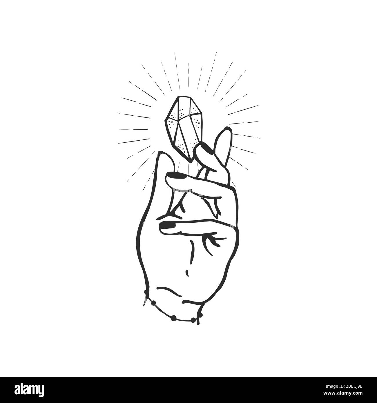 Glowing crystal in hand isolated on white background Stock Vector Image ...