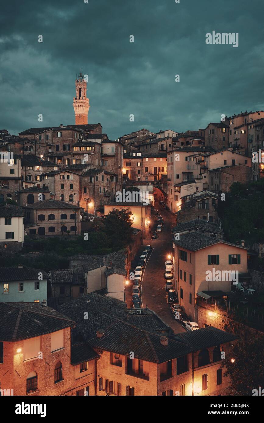 Medieval town Siena skyline view with historic buildings in Italy at ...