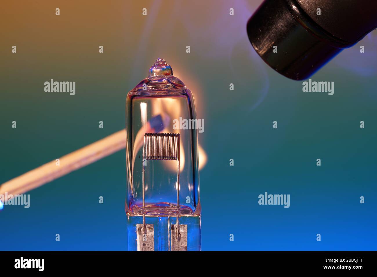 Electric light bulb with smoke photographed in the studio Stock Photo ...