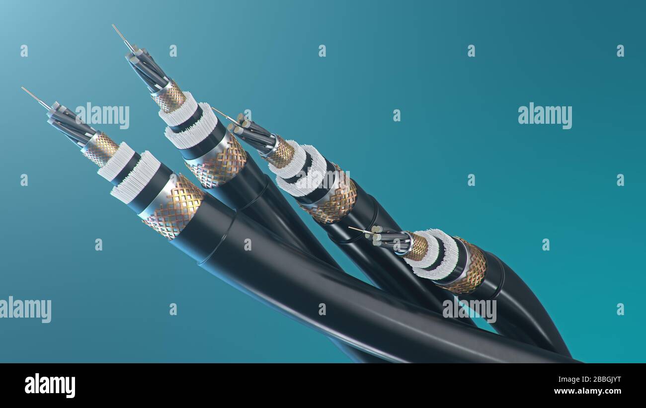3d illustration, concept of fiber optic cable on a colored background ...
