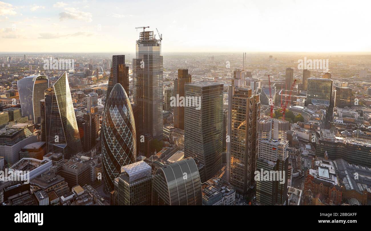 Sunset and Scalpel's facade. 52 Lime Street - The Scalpel, London ...