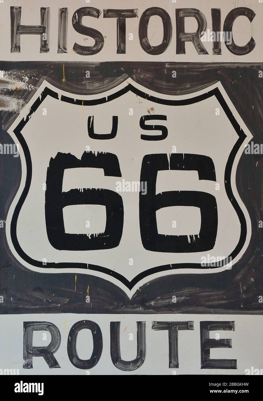 Old historic Route 66 sign with the legend US 66 Stock Photo - Alamy