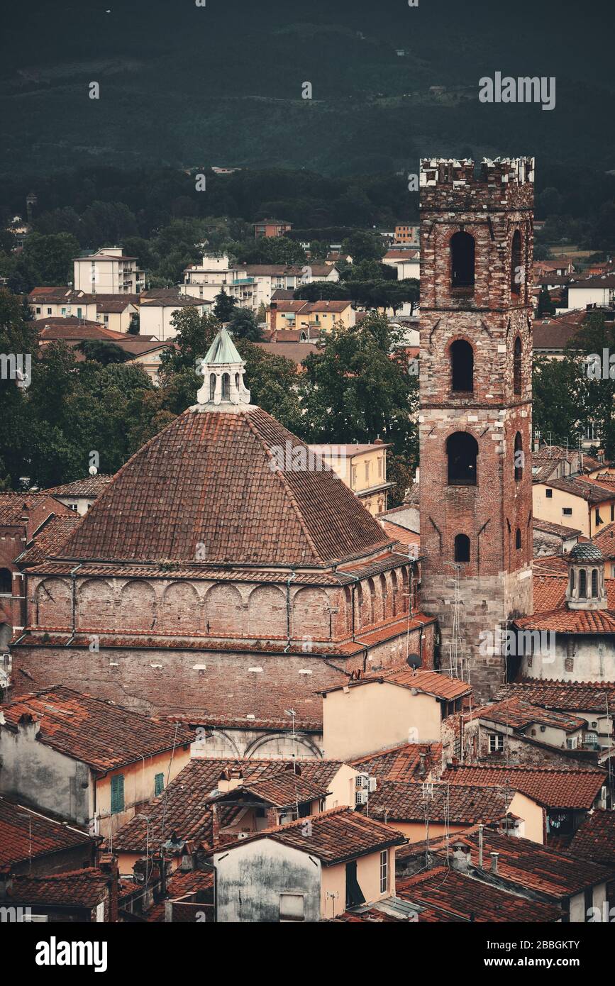 Lucca clock tower viewed from above in Italy Stock Photo - Alamy