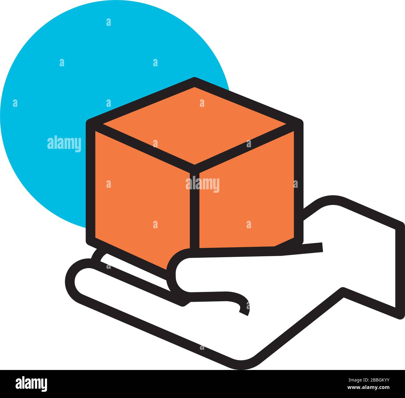 hand lifting box carton delivery line and fill style icon Stock Vector ...