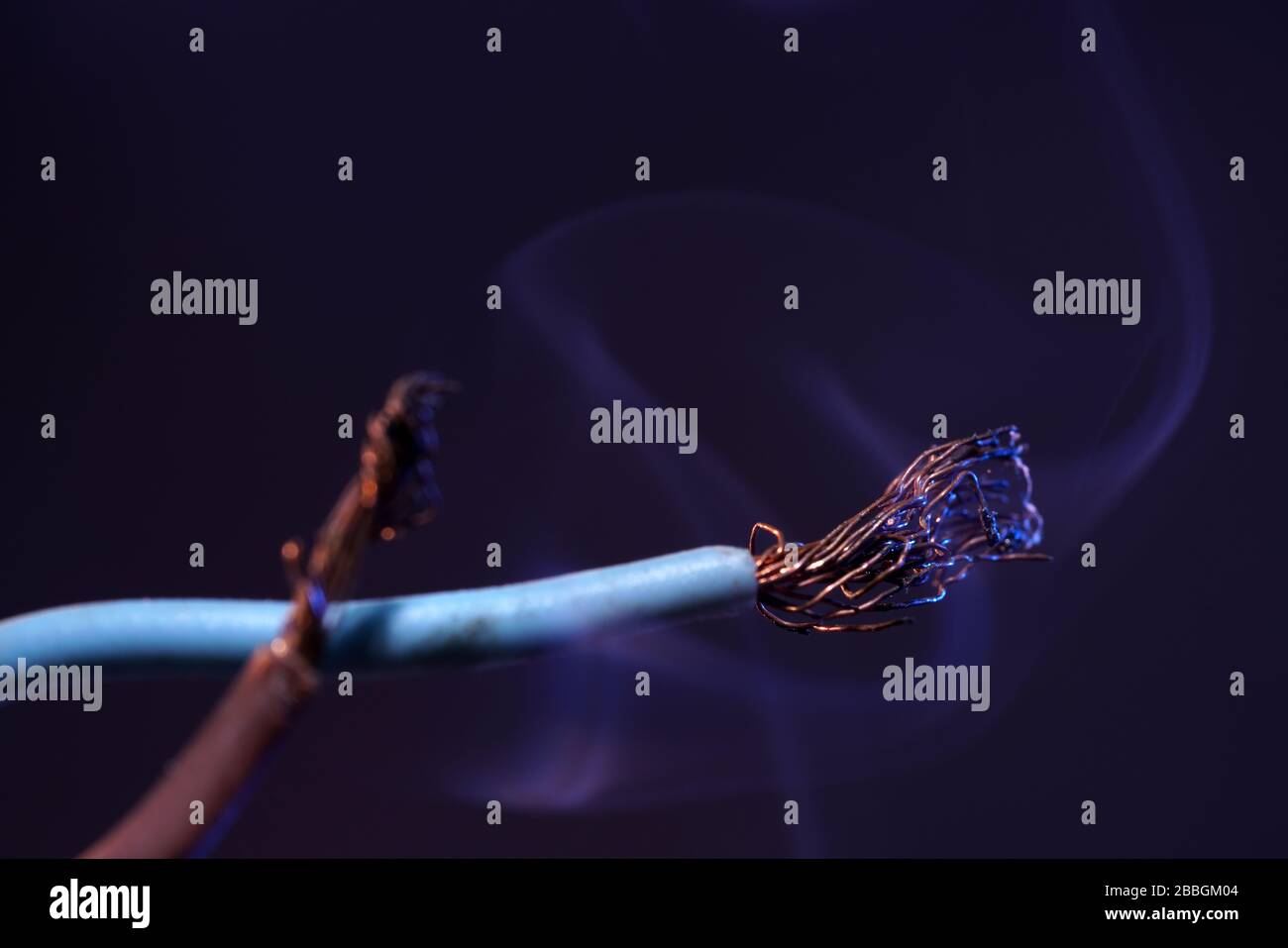 Electric wires with smoke photographed in the studio Stock Photo - Alamy