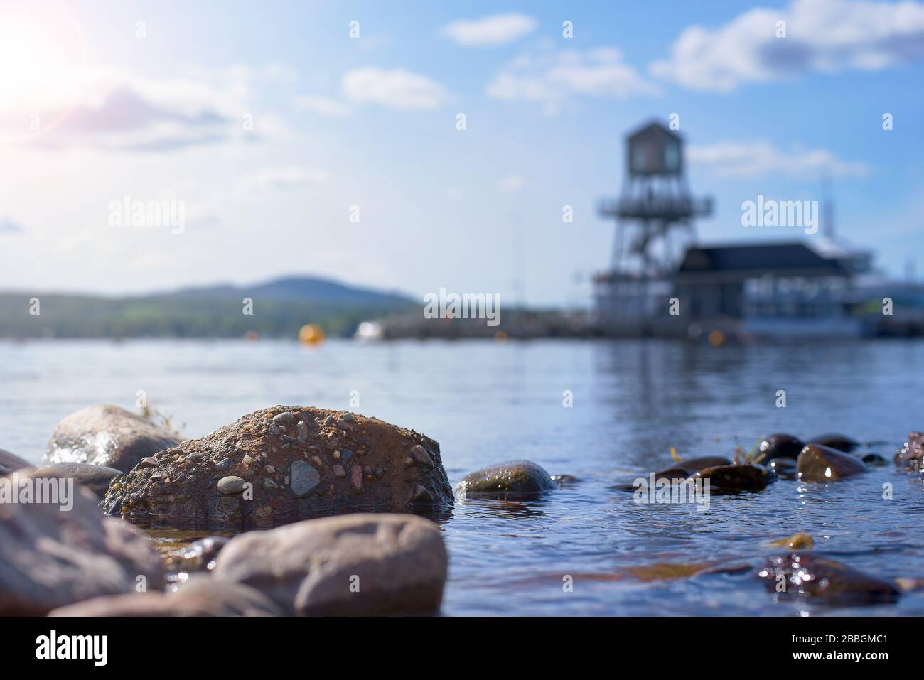 Memphremagog lake and Mont-Orford seen from Magog, Province of Quebec ...