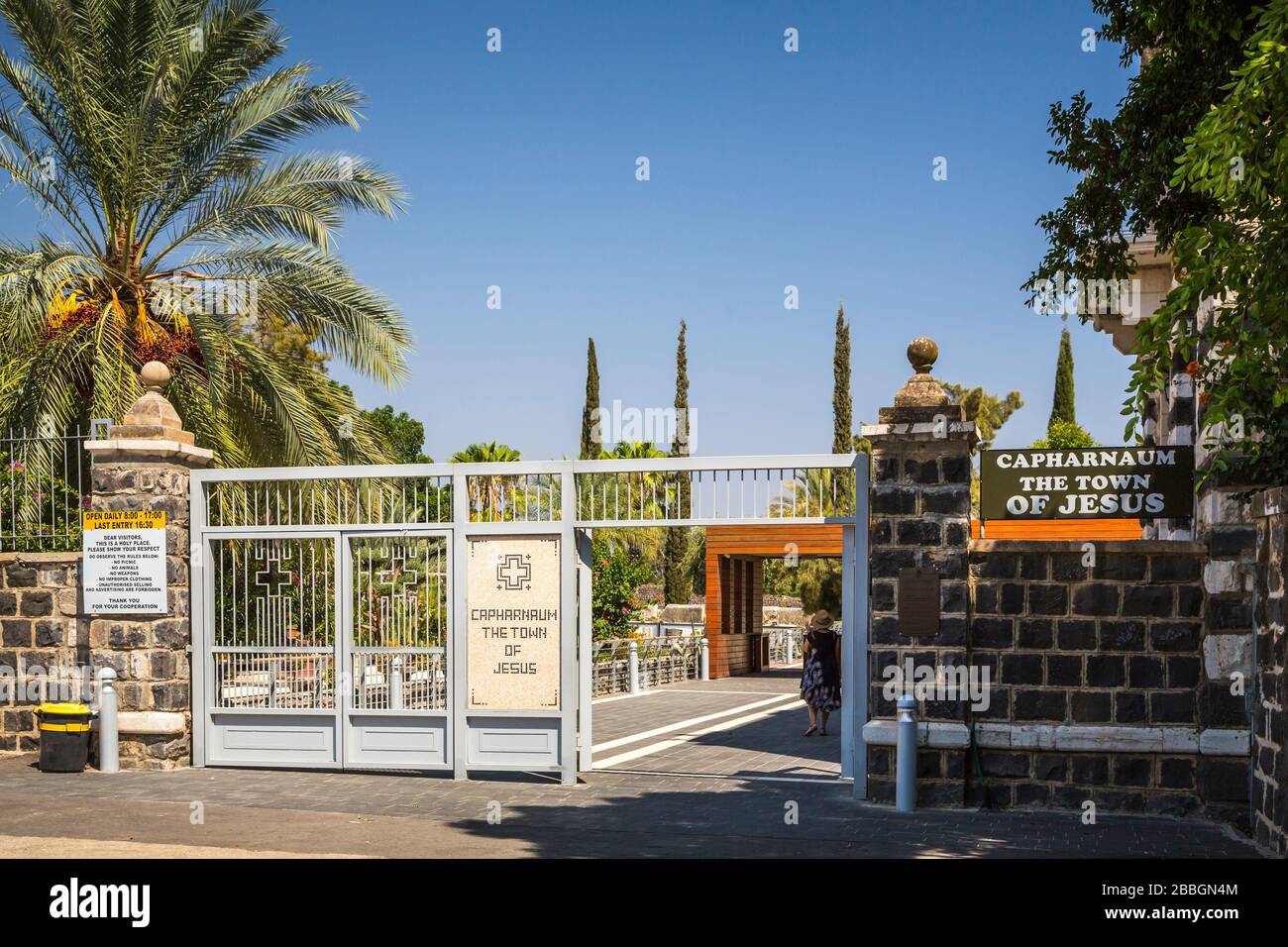 The entrance to the Biblical site of Capernaum, Galilee, Israel, Middle ...
