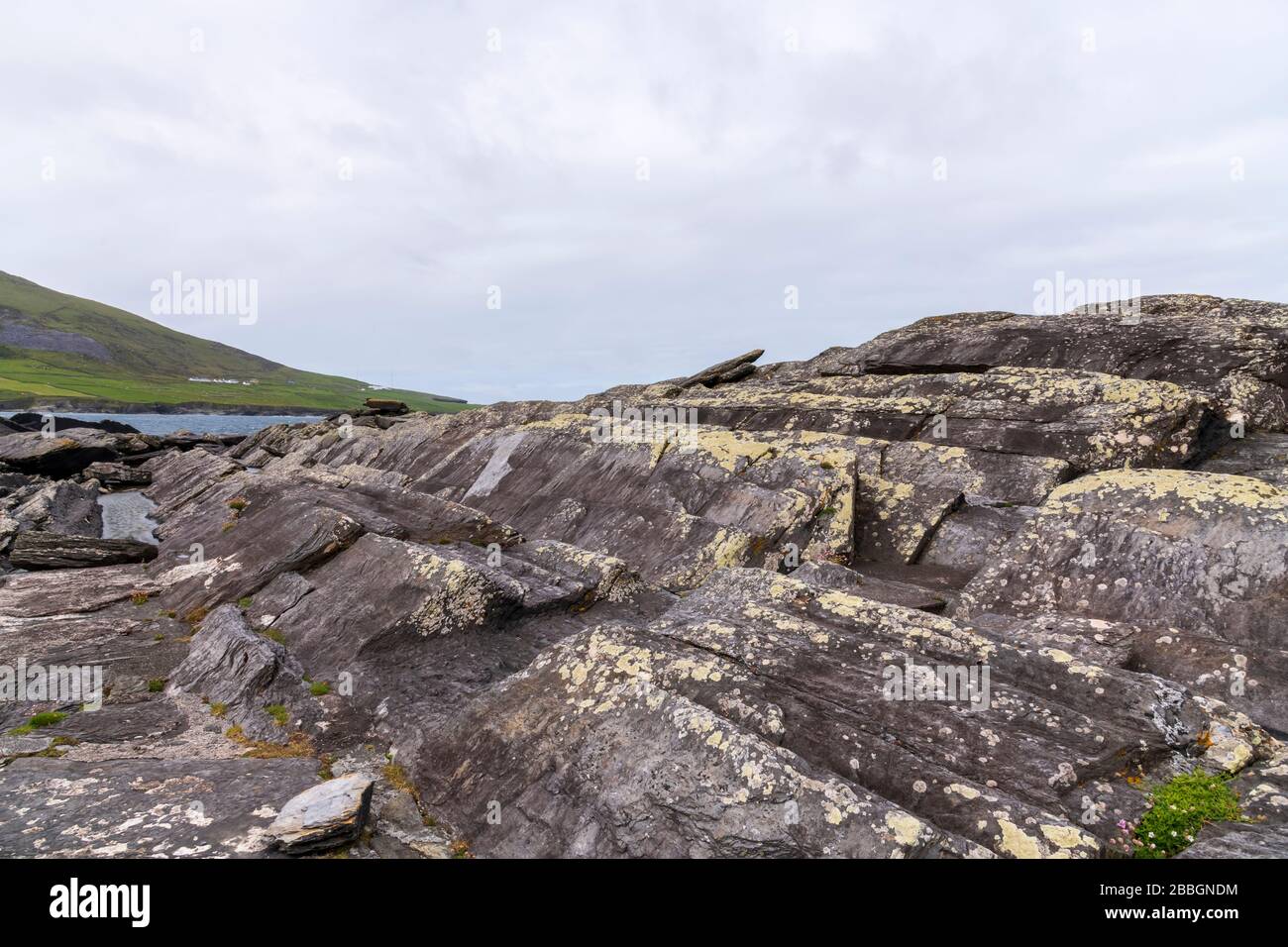 Beautiful aerial view of Valentia Island. Scenic Irish countyside on a ...