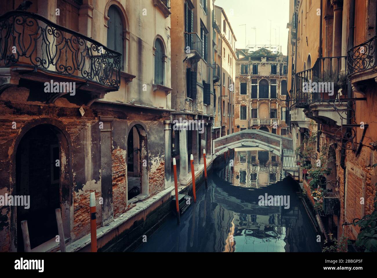 Venice canal view with historical buildings. Italy Stock Photo - Alamy