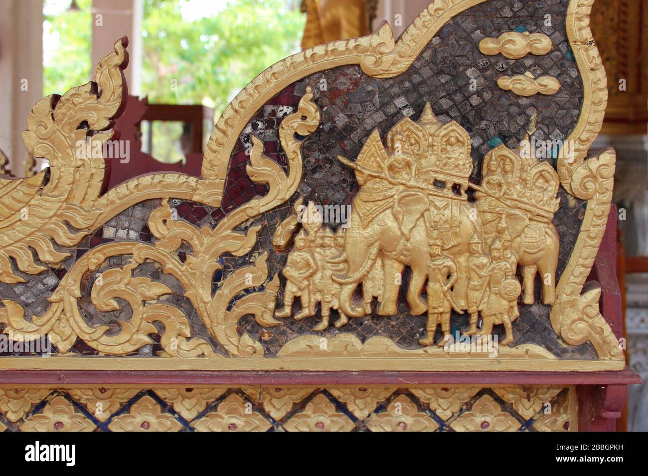 throne in a buddhist temple on khong island in laos Stock Photo - Alamy