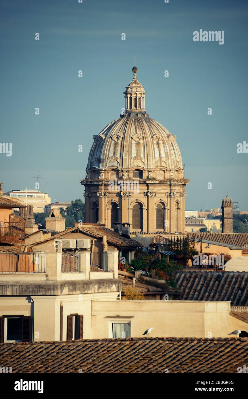 Rooftop view of Rome historical architecture and city skyline. Italy ...