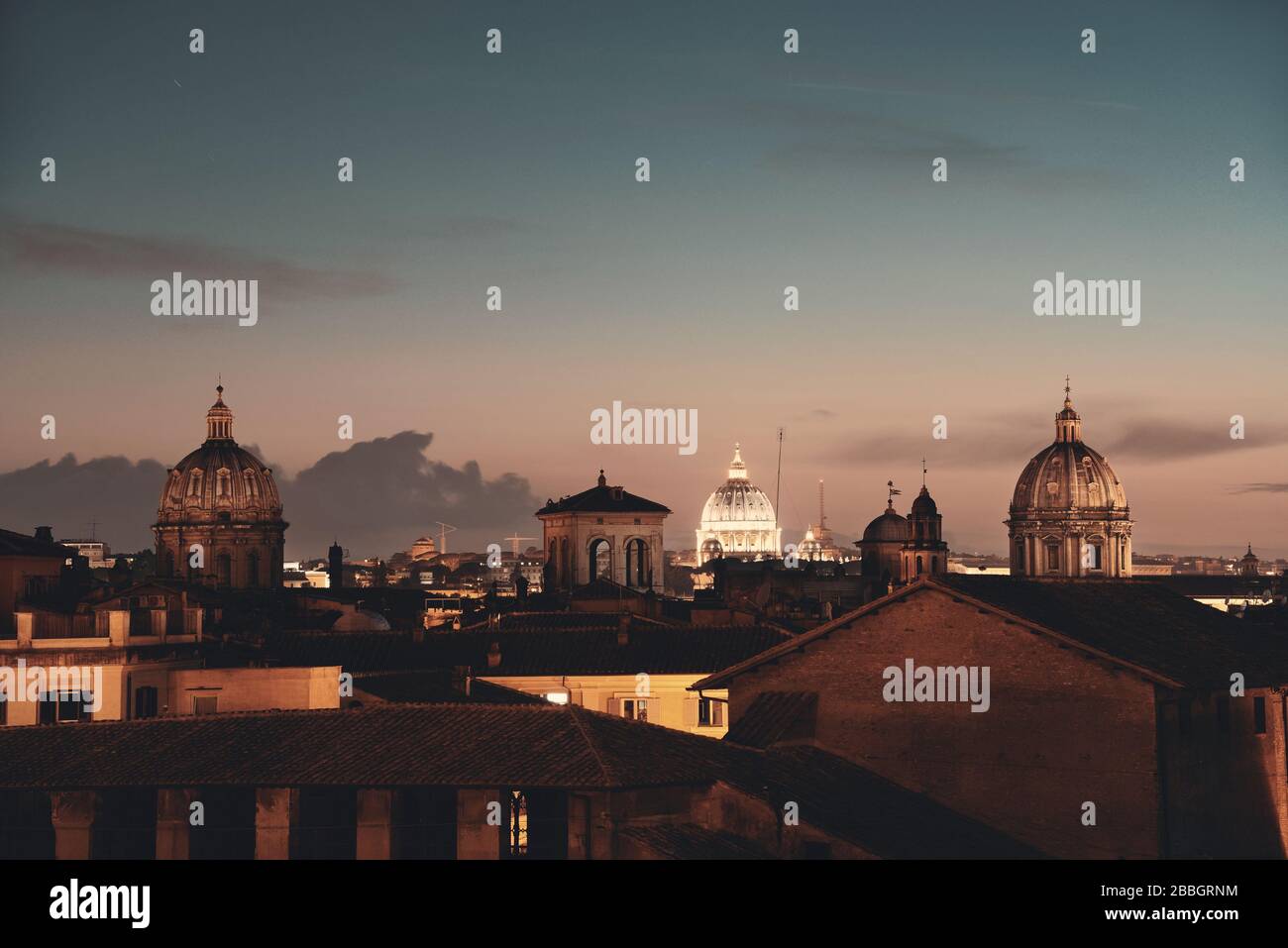 Rome rooftop view with ancient architecture in Italy at sunset Stock ...