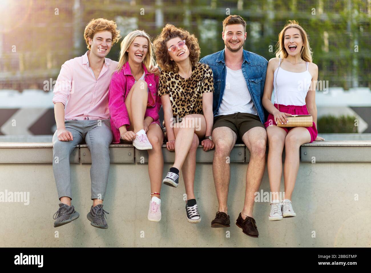 Group of friends having fun outdoors Stock Photo - Alamy