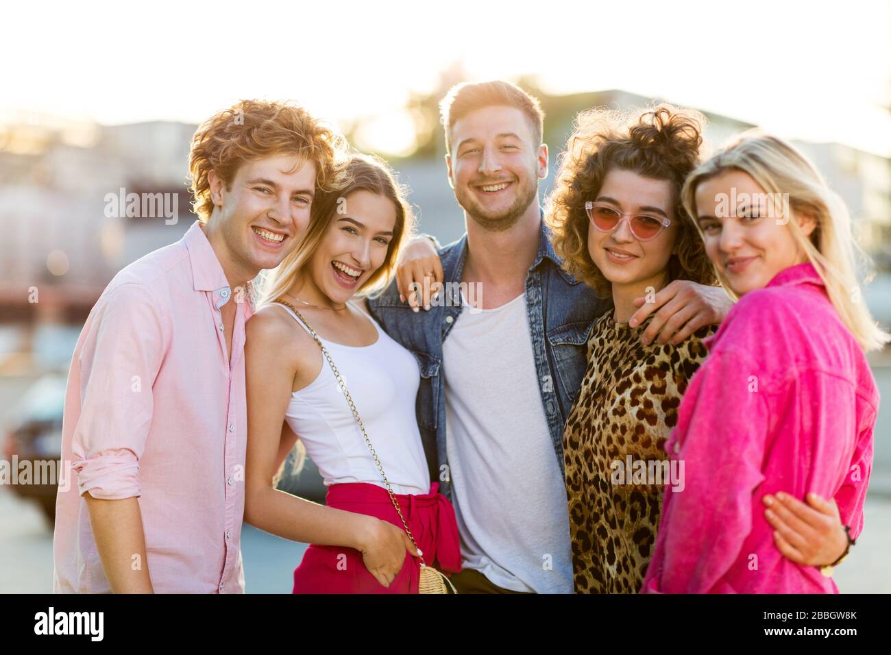 Group of friends having fun outdoors Stock Photo - Alamy