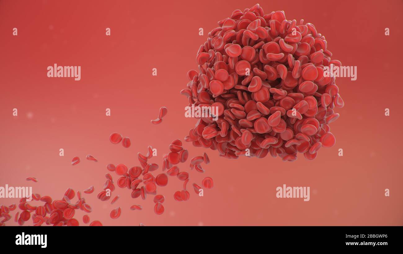 Abstract sphere from a blood clot cells background. Scientific and ...