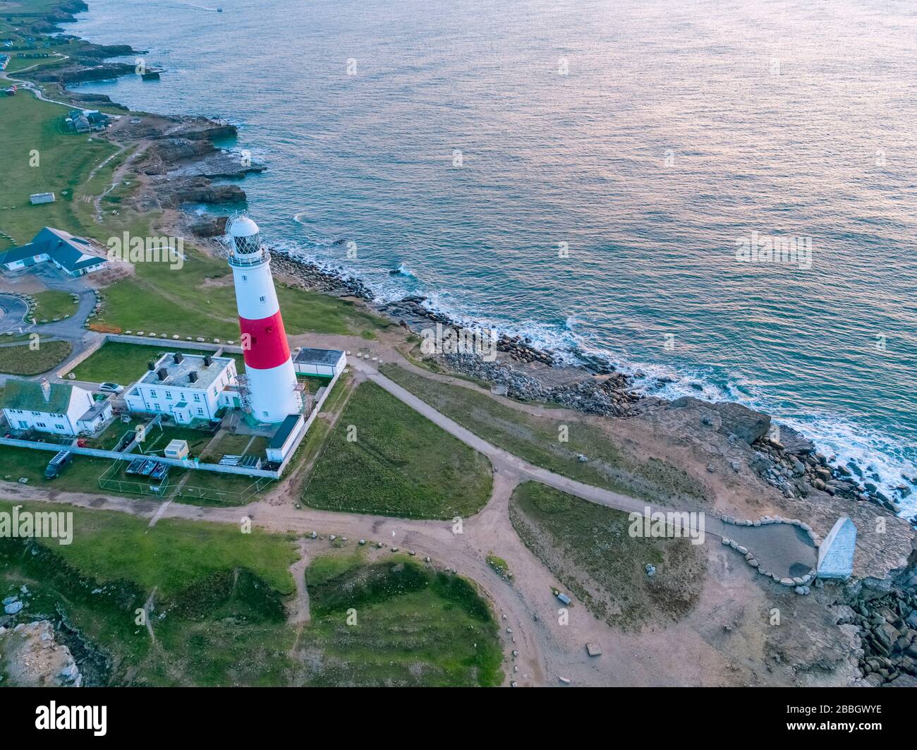UK, England, Dorset, Portland Bill, Portland Bill Lighthouse (Drone ...