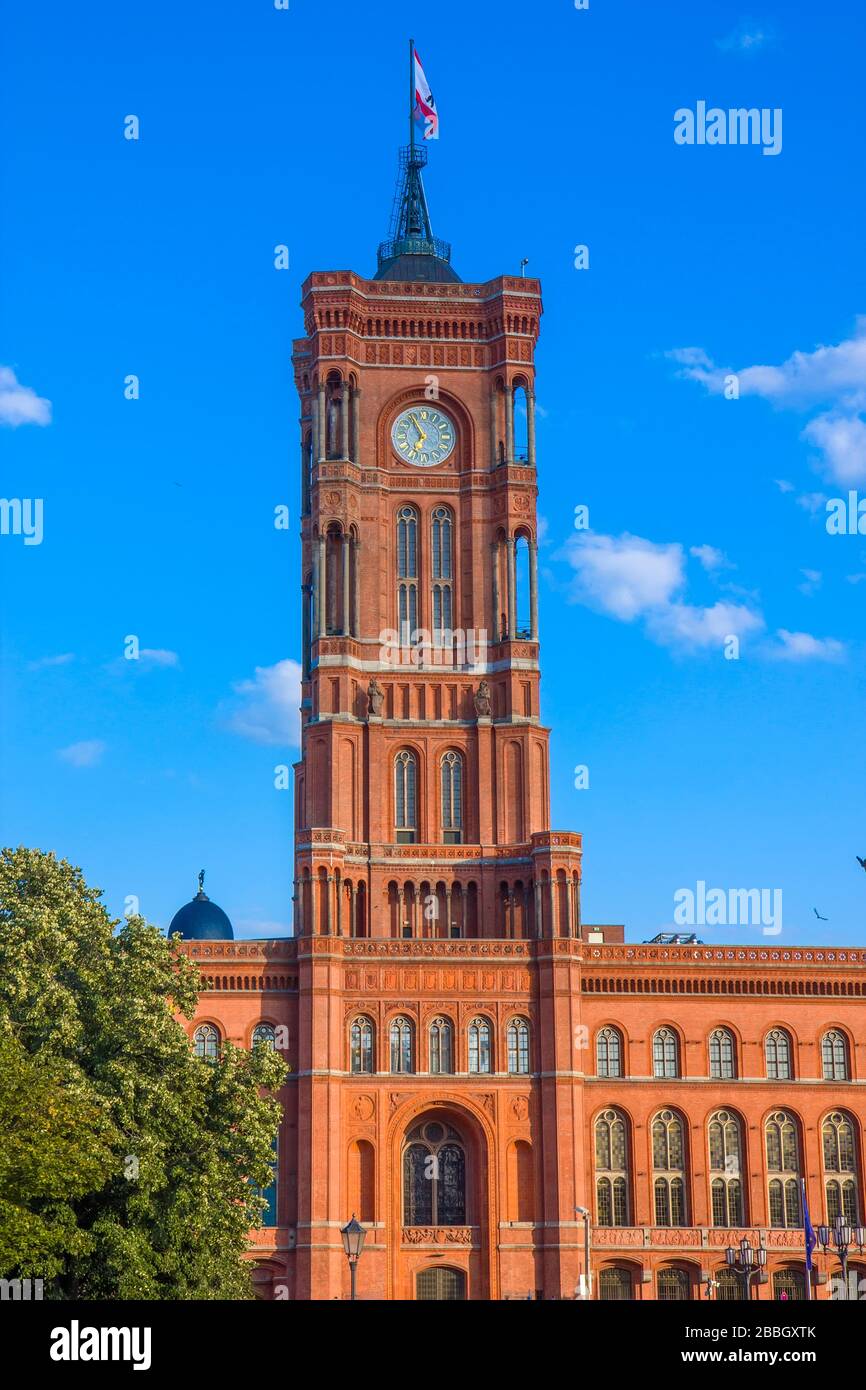 Red City Hall is the town hall of Berlin Stock Photo - Alamy