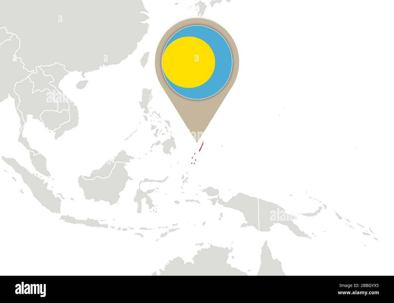 Map with highlighted Palau map and flag Stock Vector Image & Art - Alamy
