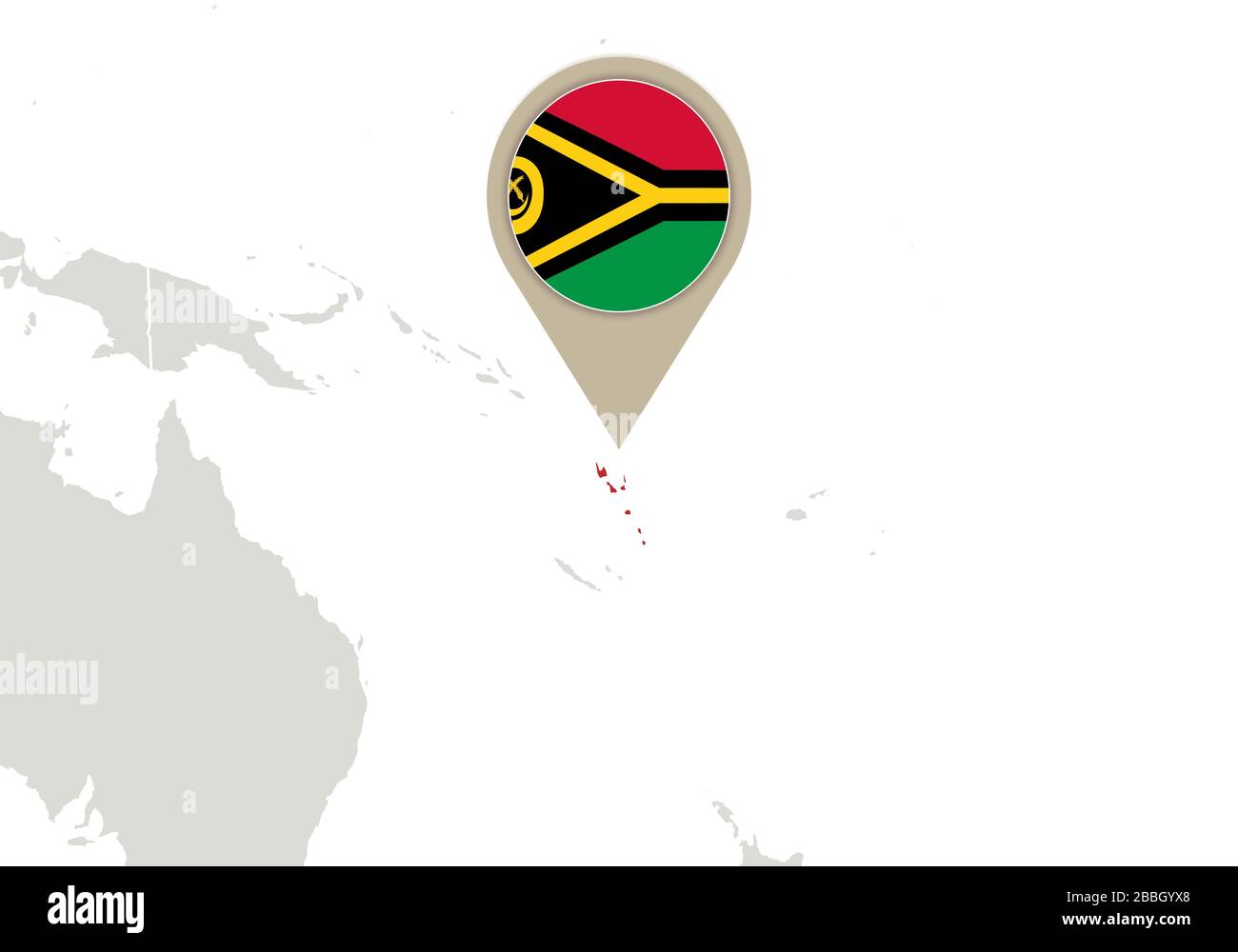Map with highlighted Vanuatu map and flag Stock Vector Image & Art - Alamy