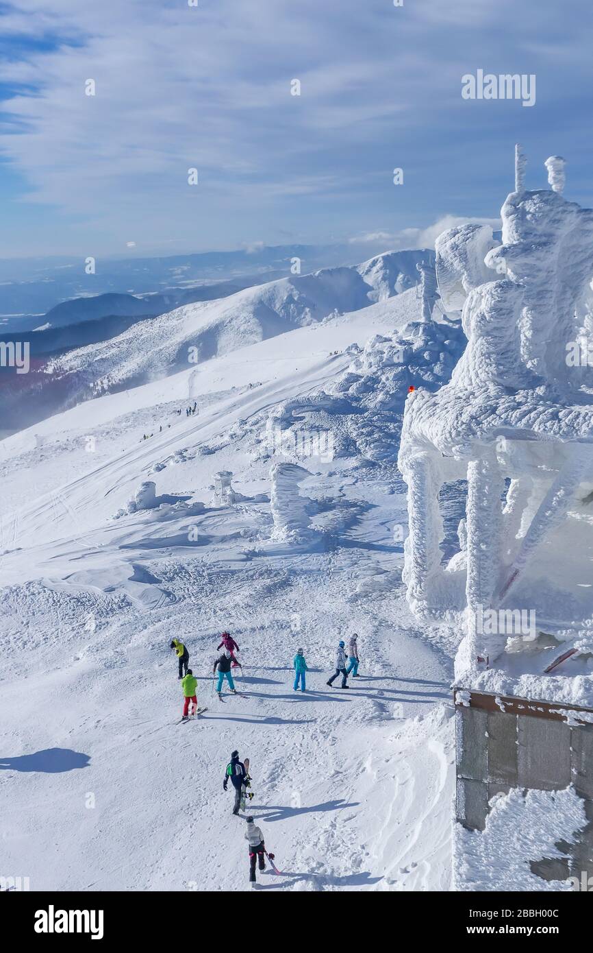 frozen buildings on the mountain top Stock Photo - Alamy