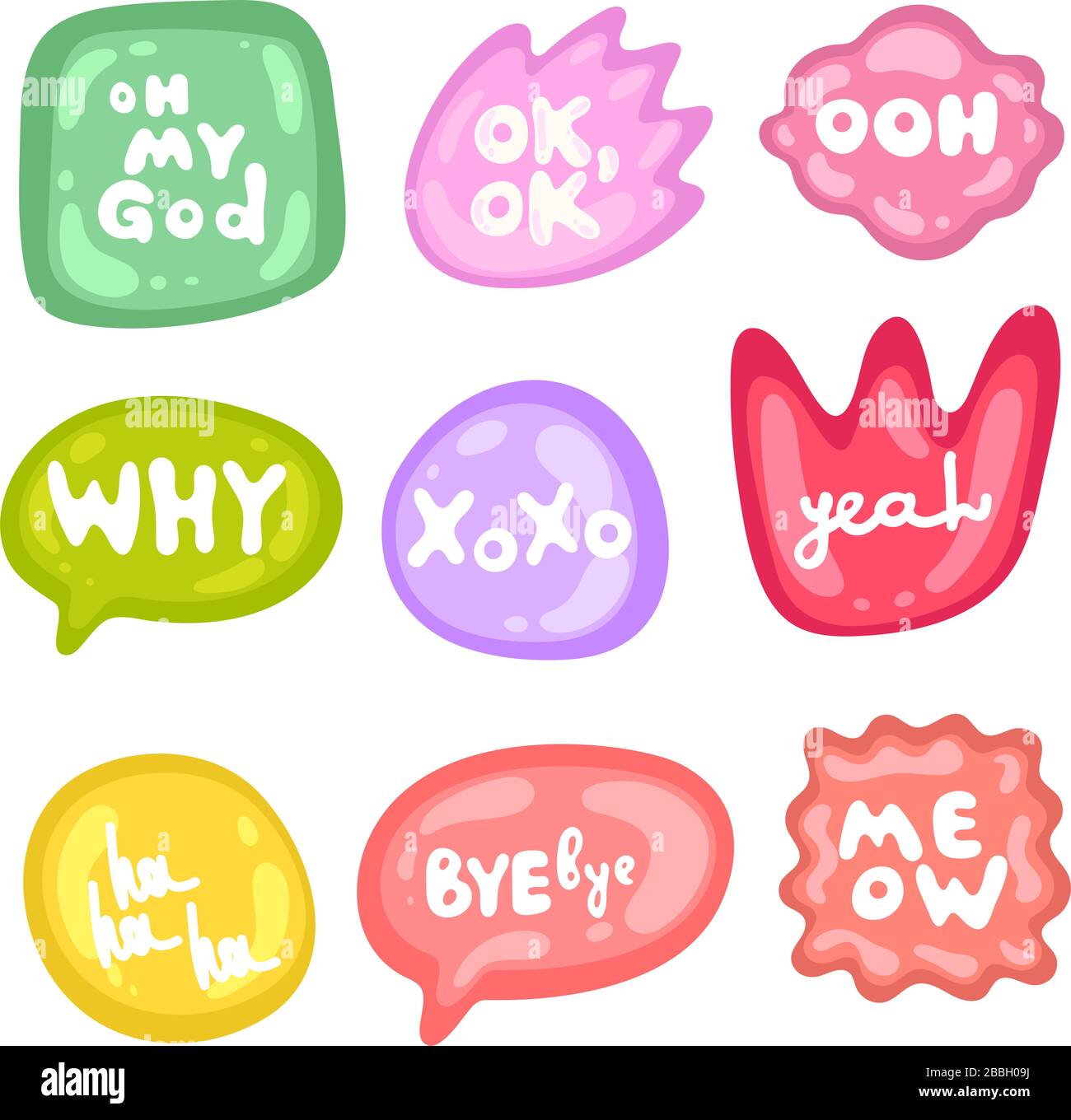 Collection of vector multicolored glossy stickers on white background ...