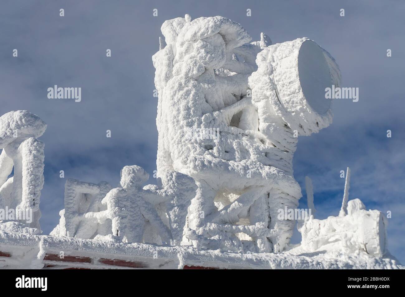 frozen buildings on the mountain top Stock Photo - Alamy