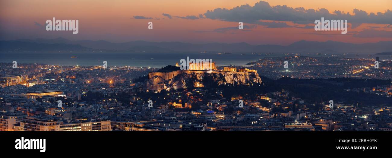 Athens skyline panorama viewed from Mt Lykavitos with Acropolis, Greece Stock Photo - Alamy