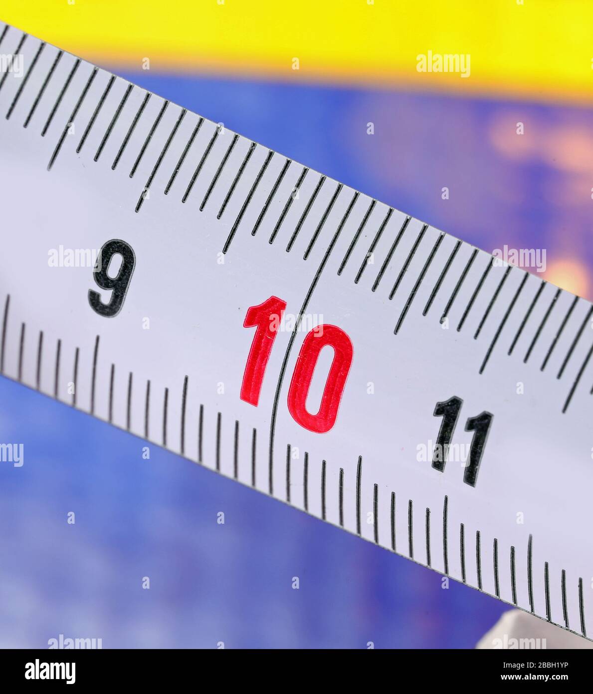 Red number TEN in detail of one meter for measurements Stock Photo - Alamy