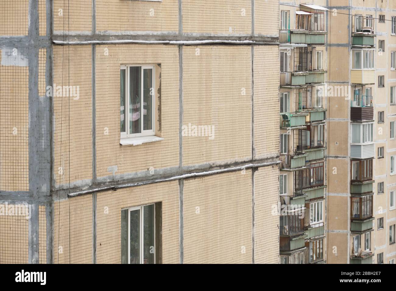 Old high-rise buildings residential as texture. Close up Stock Photo ...