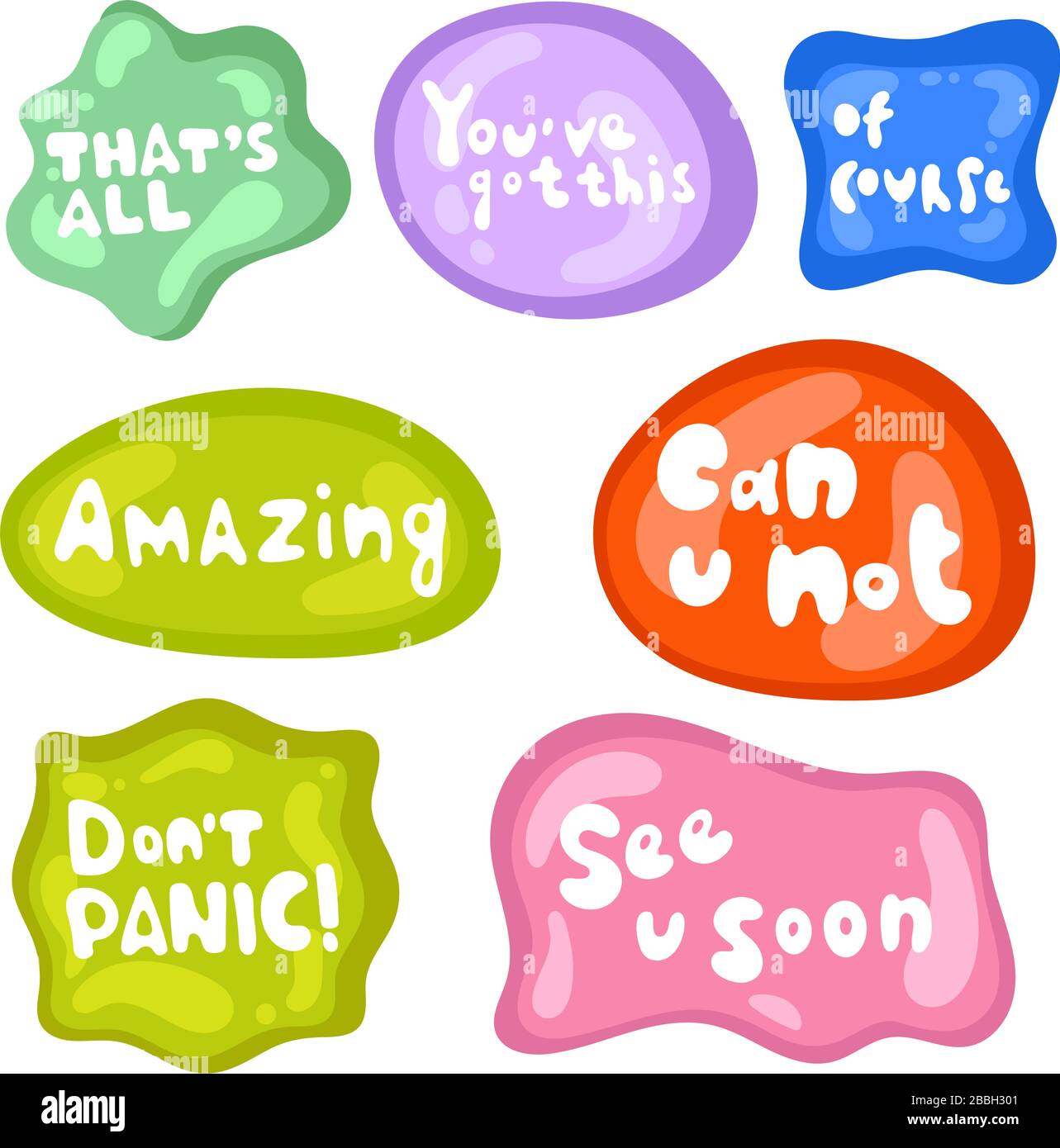 Collection of vector multicolored glossy stickers on white background ...