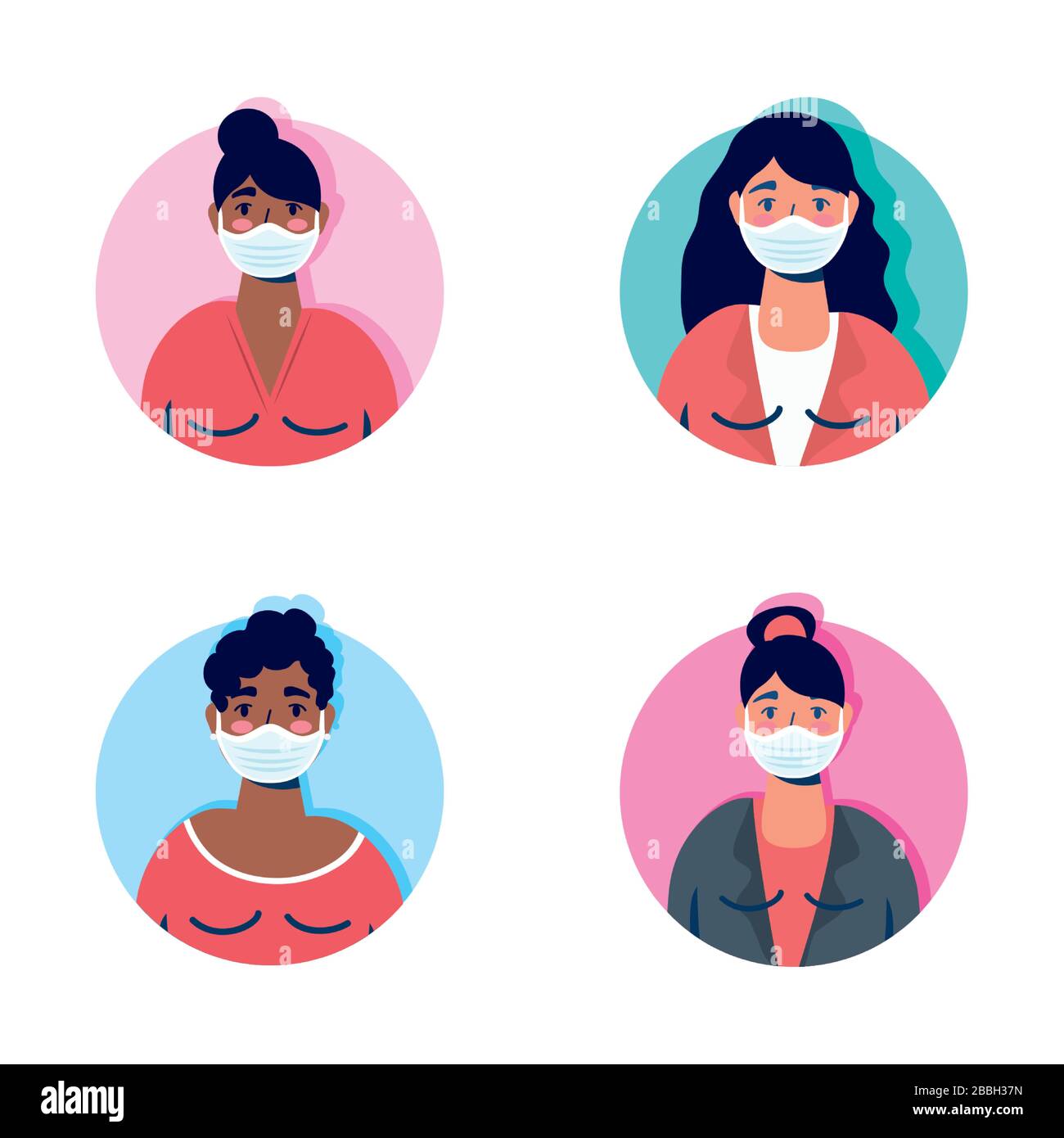 group of women using face masks characters Stock Vector Image & Art - Alamy