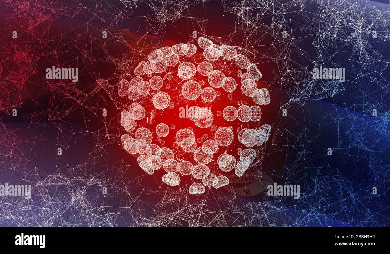 Medical virus molecular concept with flag of the states of USA. State ...