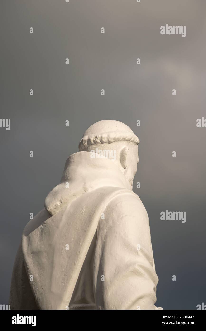 Religious figure statue of a mysterious friar monk back wearing ...
