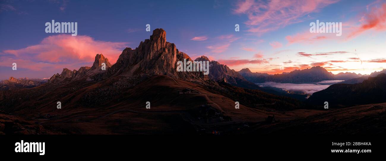 Dolomites sunrise natural landcape in North Italy Stock Photo - Alamy