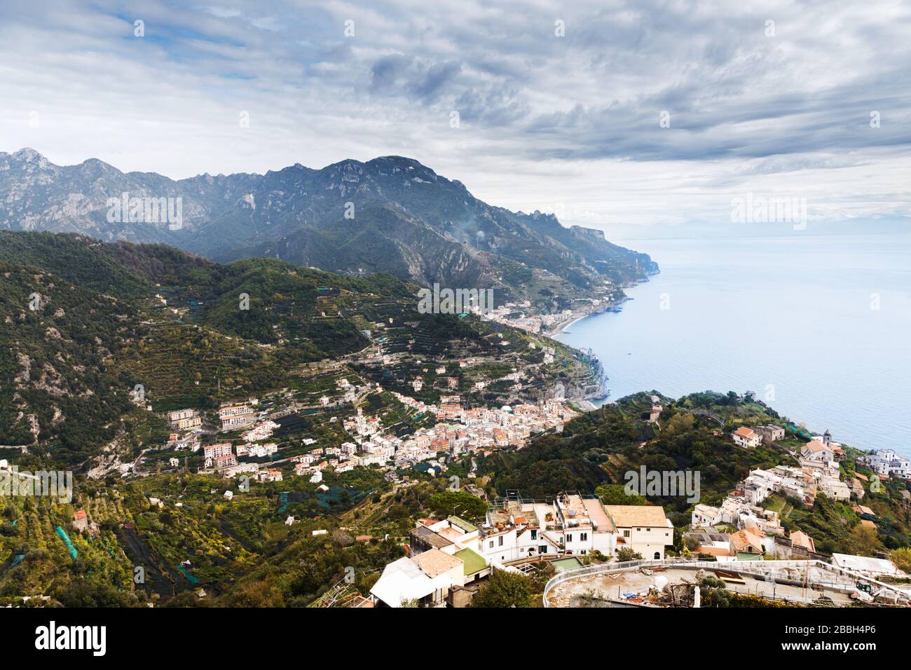 Wonderful landscape on the Italian coast. Sky with clouds. Mountain ...