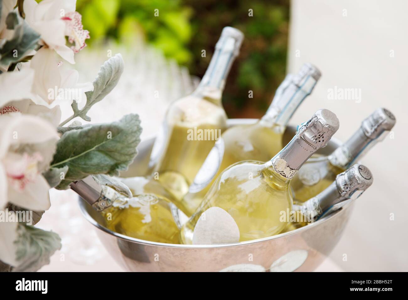 Chilled low-alcoholic beverages are cooled before the party Stock Photo ...