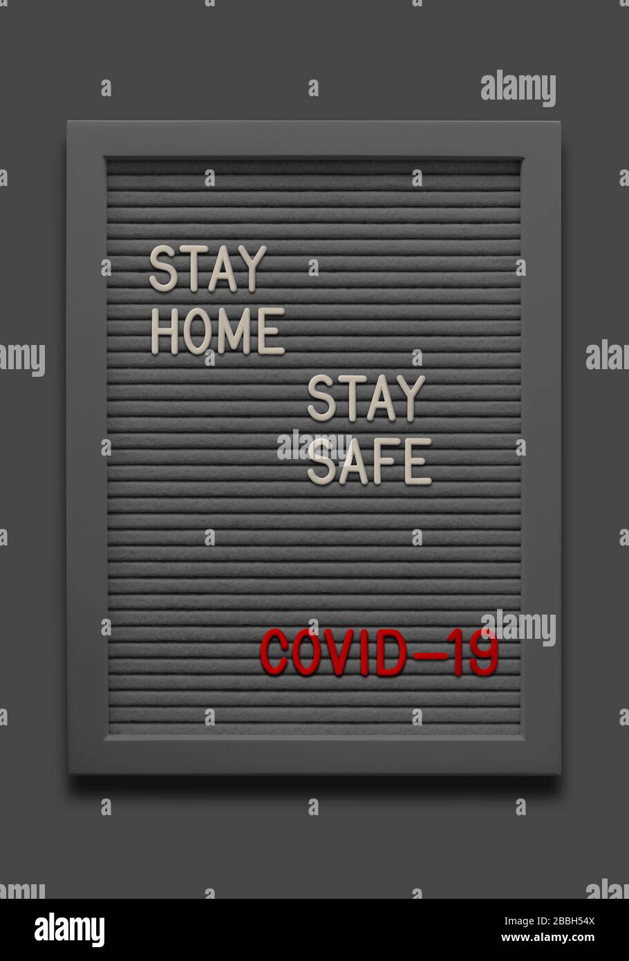 Black massage board Stay home Stay safe Covid-19 Coronavirus Stock ...