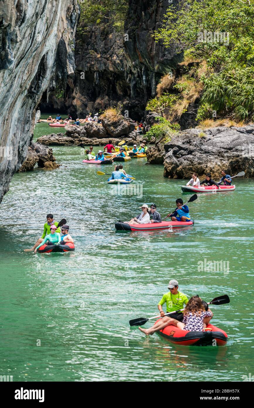 Tourists kayaking near of the Phuket island, Thailand, Asia Stock Photo ...