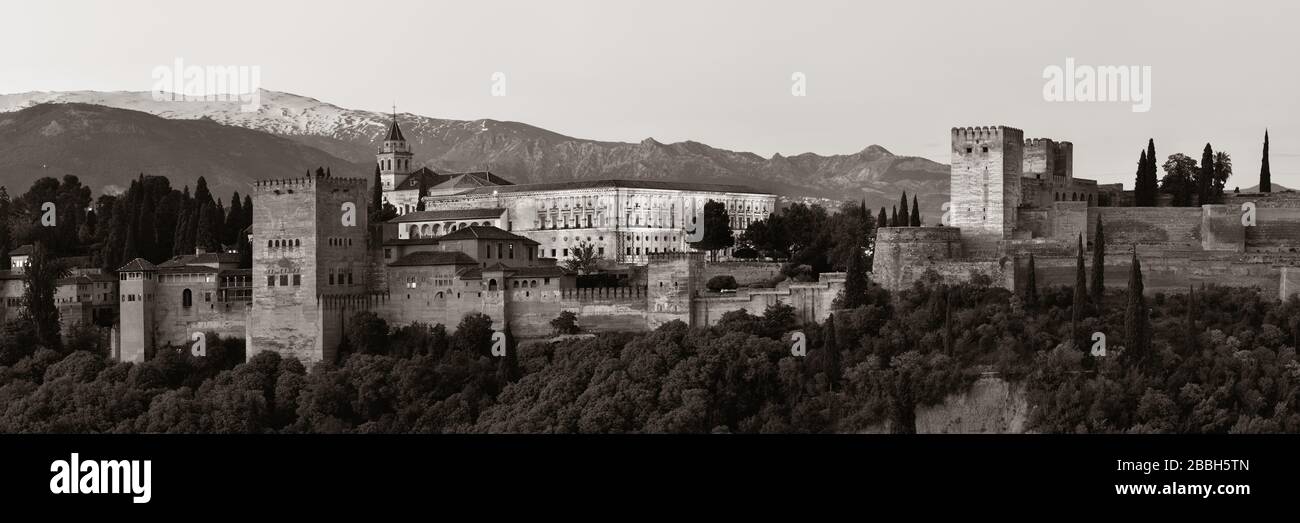 Granada Alhambra panoramic view over mountain in Spain Stock Photo - Alamy