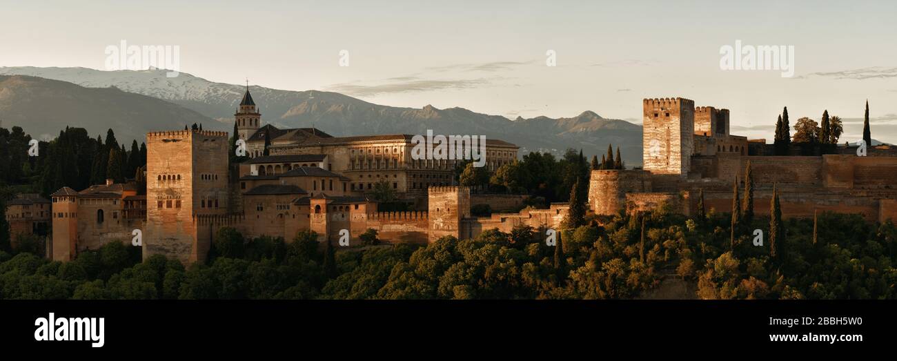 Granada Alhambra panoramic view over mountain in Spain Stock Photo - Alamy