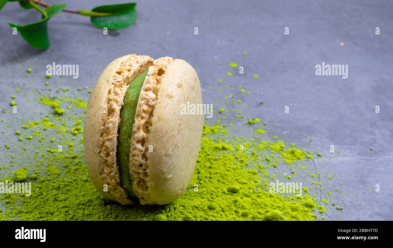 green macaron from japanese matcha powder, Asian sweet dessert ...