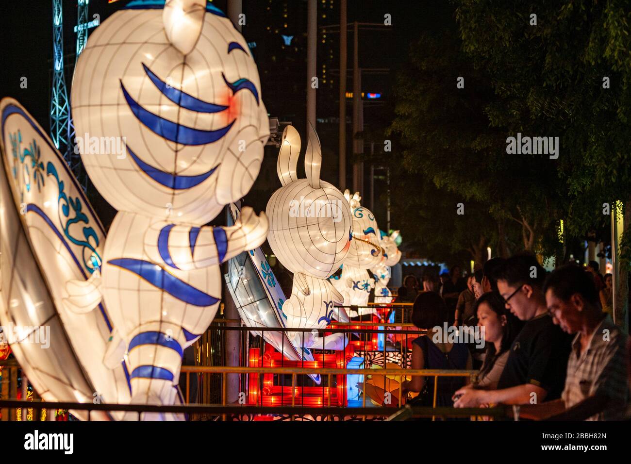 People looking the years Chinese lantern in the Mid-Autumn Festival ...