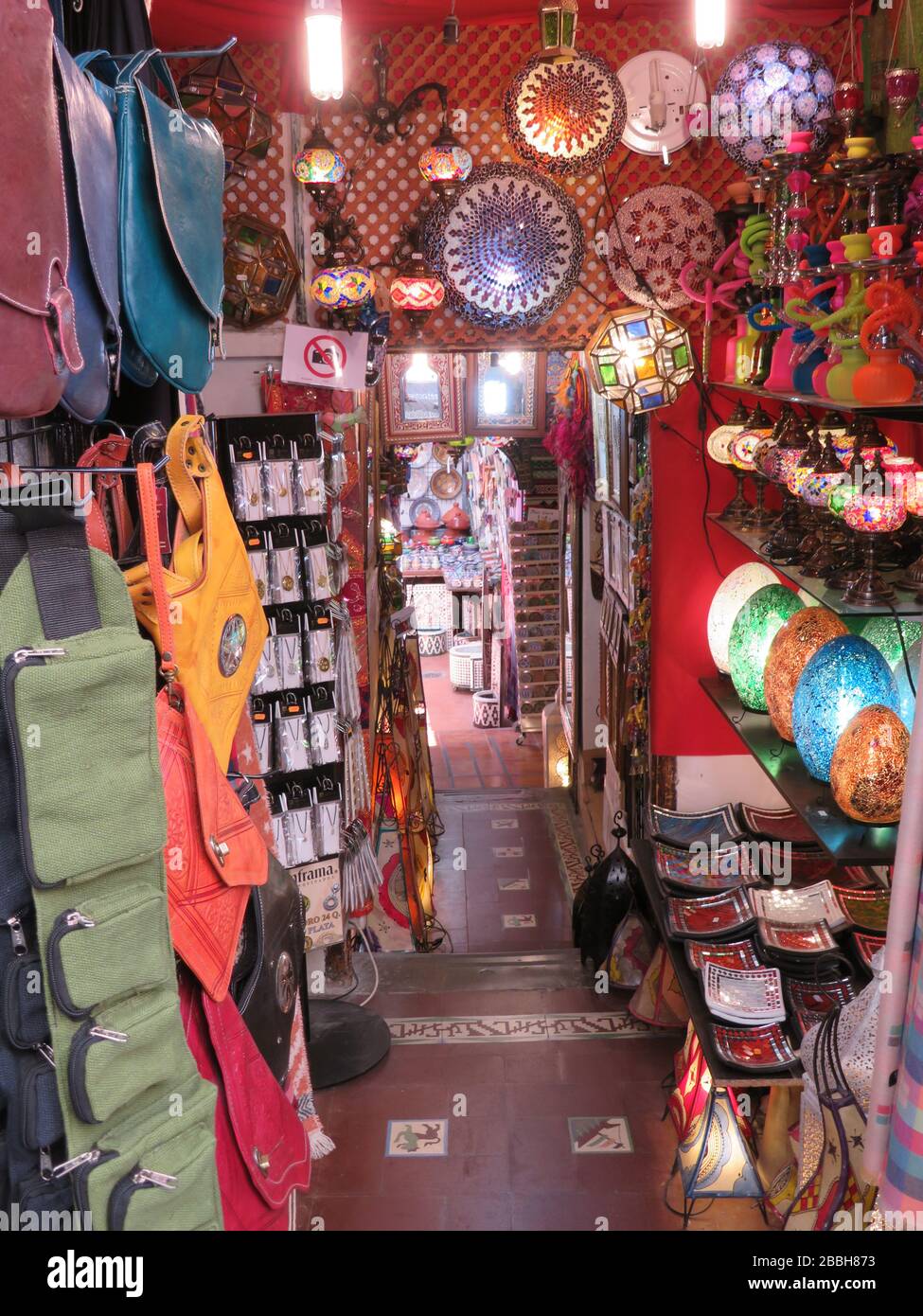Arabic shop. Moroccan lanterns and colourful iights- Andalusia- Spain ...