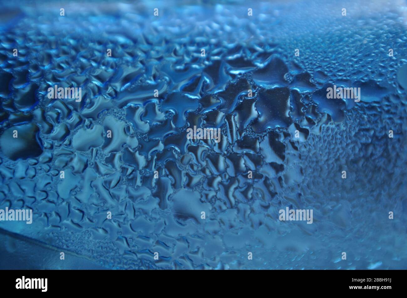 drops of water inside a blue bottle Stock Photo - Alamy