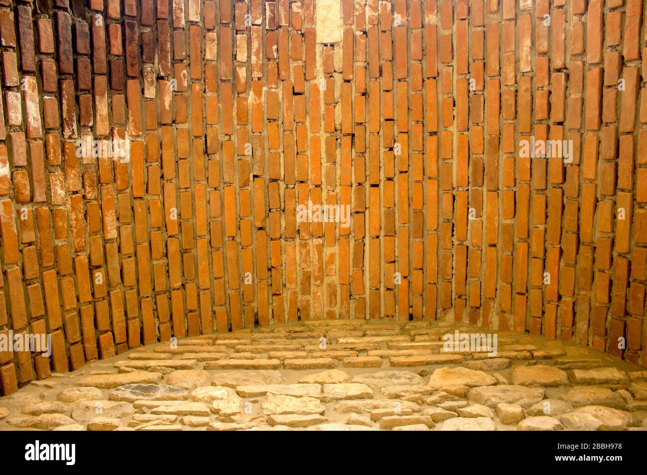 Structure of an historical building. This is a brick ceiling from ...