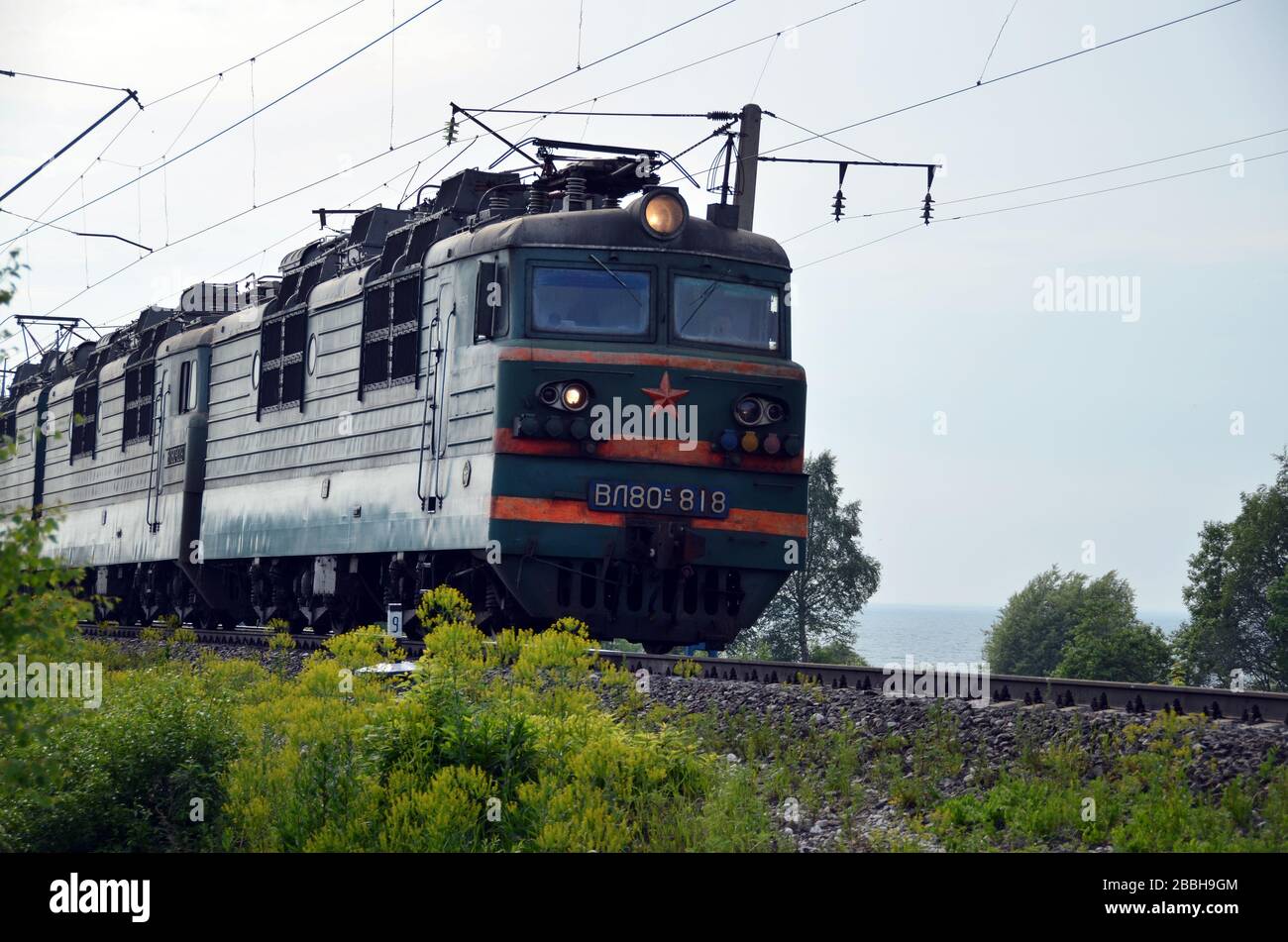 A class VL80 electrical locomotive near the town of Baikalsk, on the ...