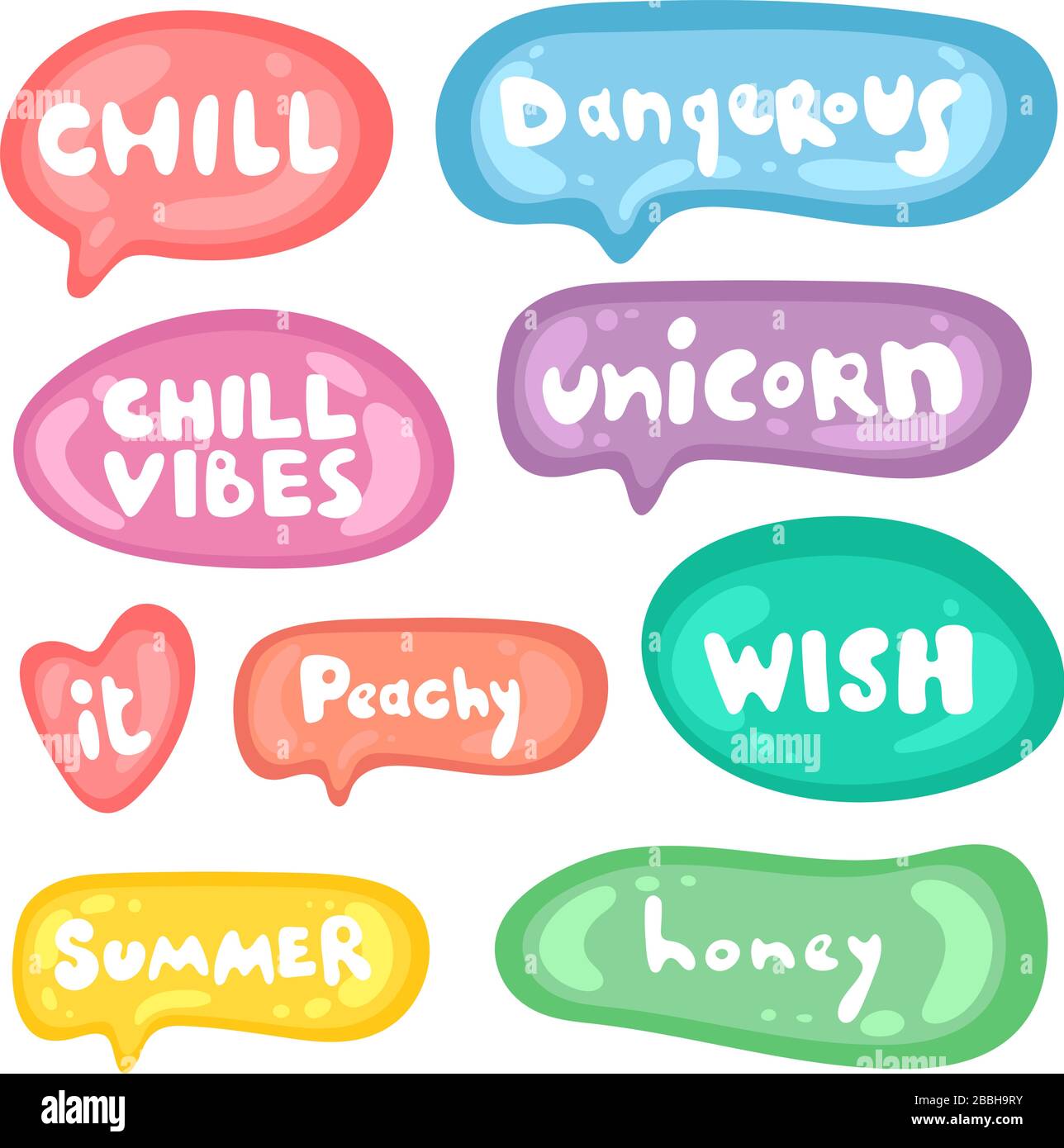 Collection of vector multicolored glossy stickers on white background ...